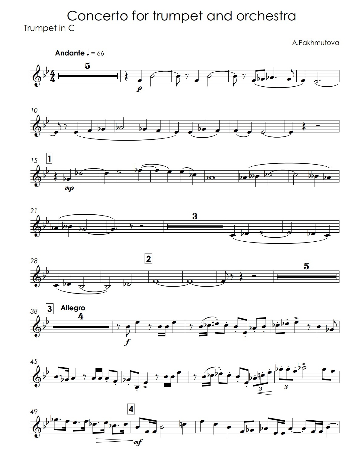 Pakhmutova, Alexandra – Concerto for trumpet