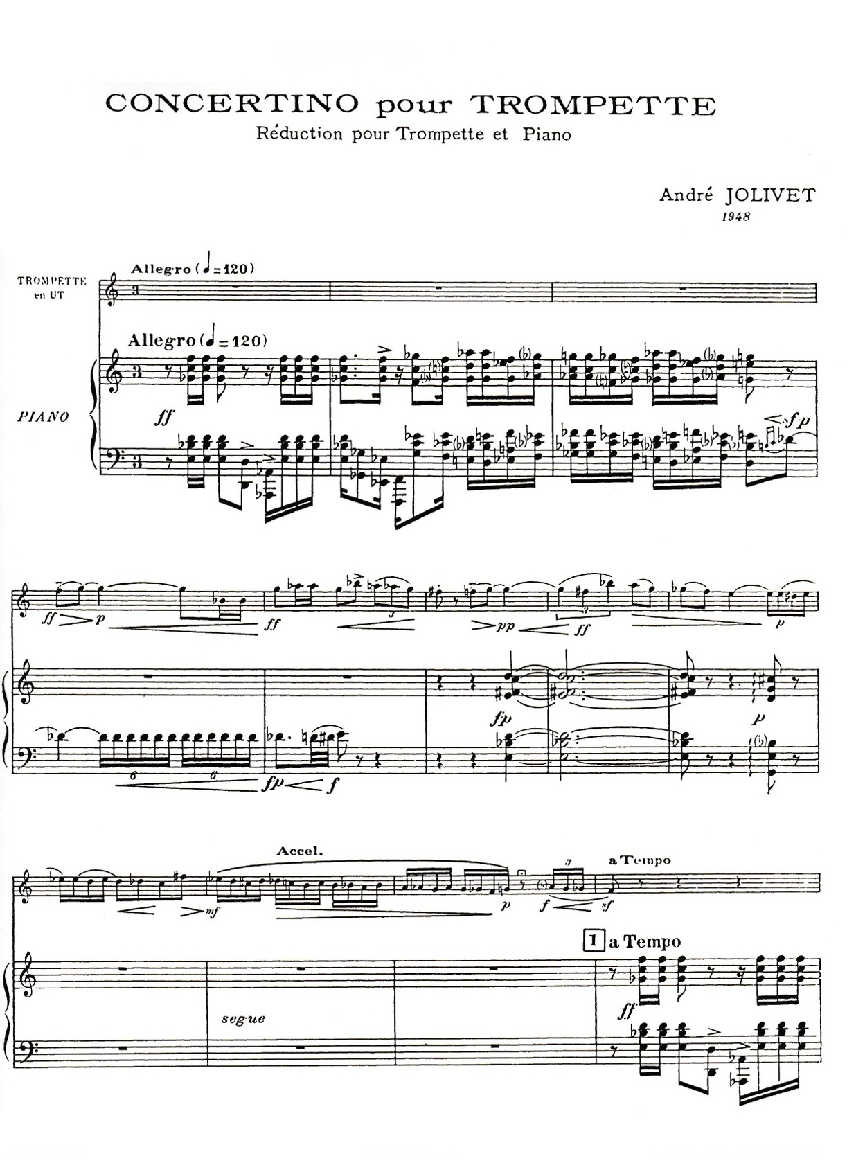 Jolivet, Andre – Concertino for trumpet and piano