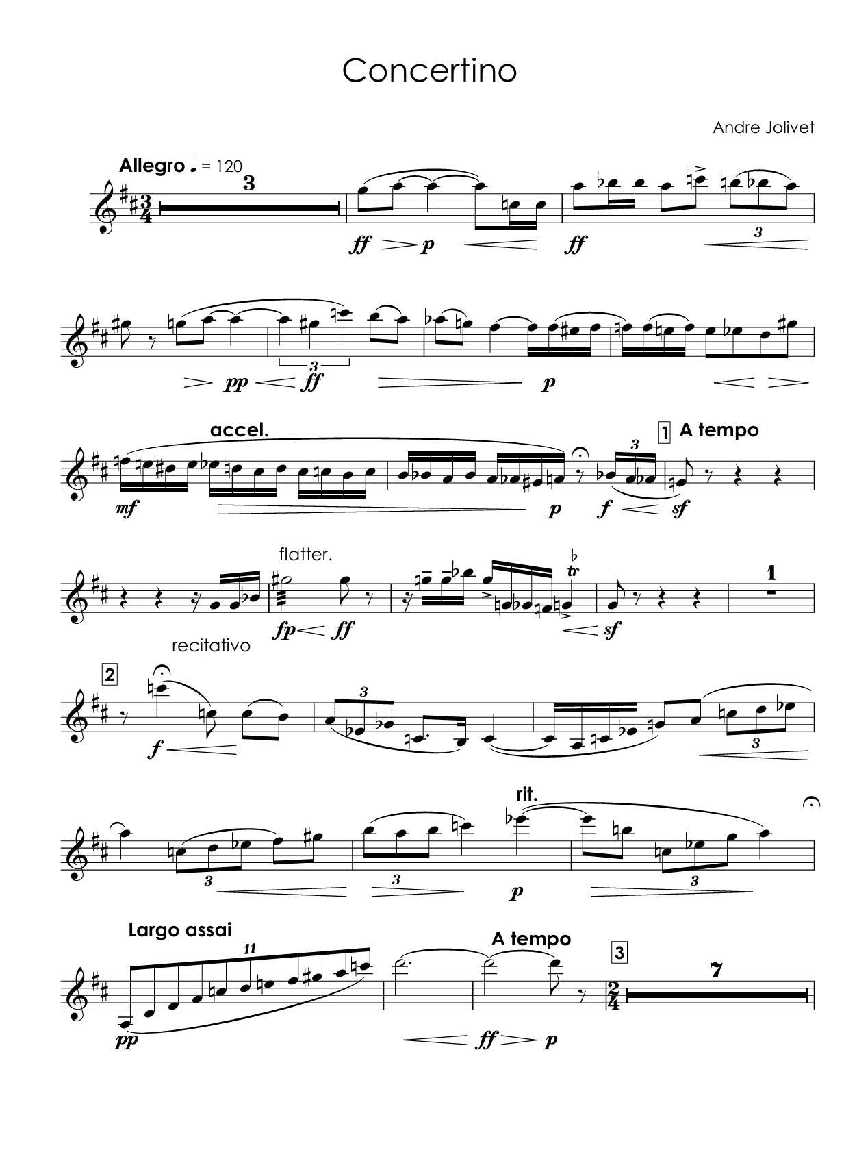 Jolivet, Andre – Concertino for trumpet and piano