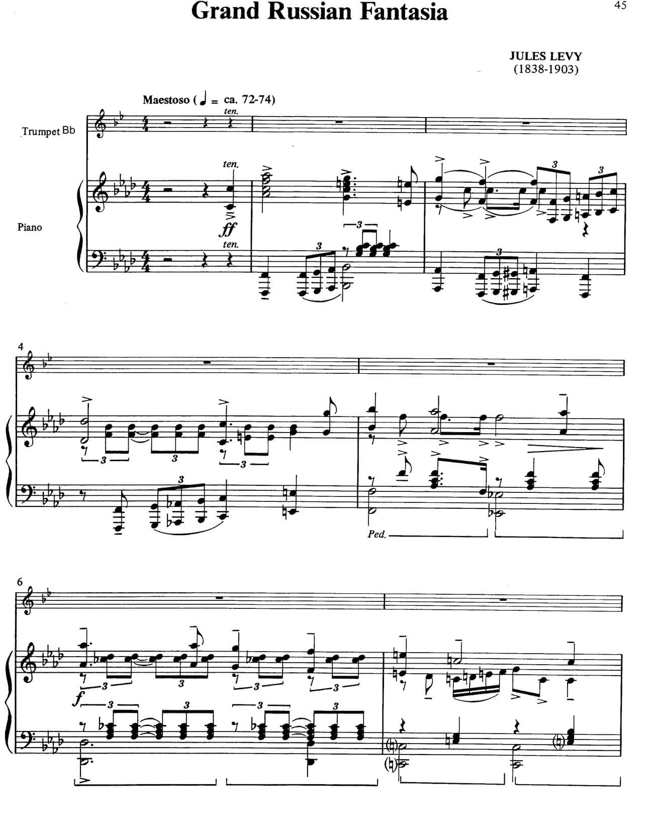 Levi, Julius – Grand Russian Fantasia for trumpet Bb and piano