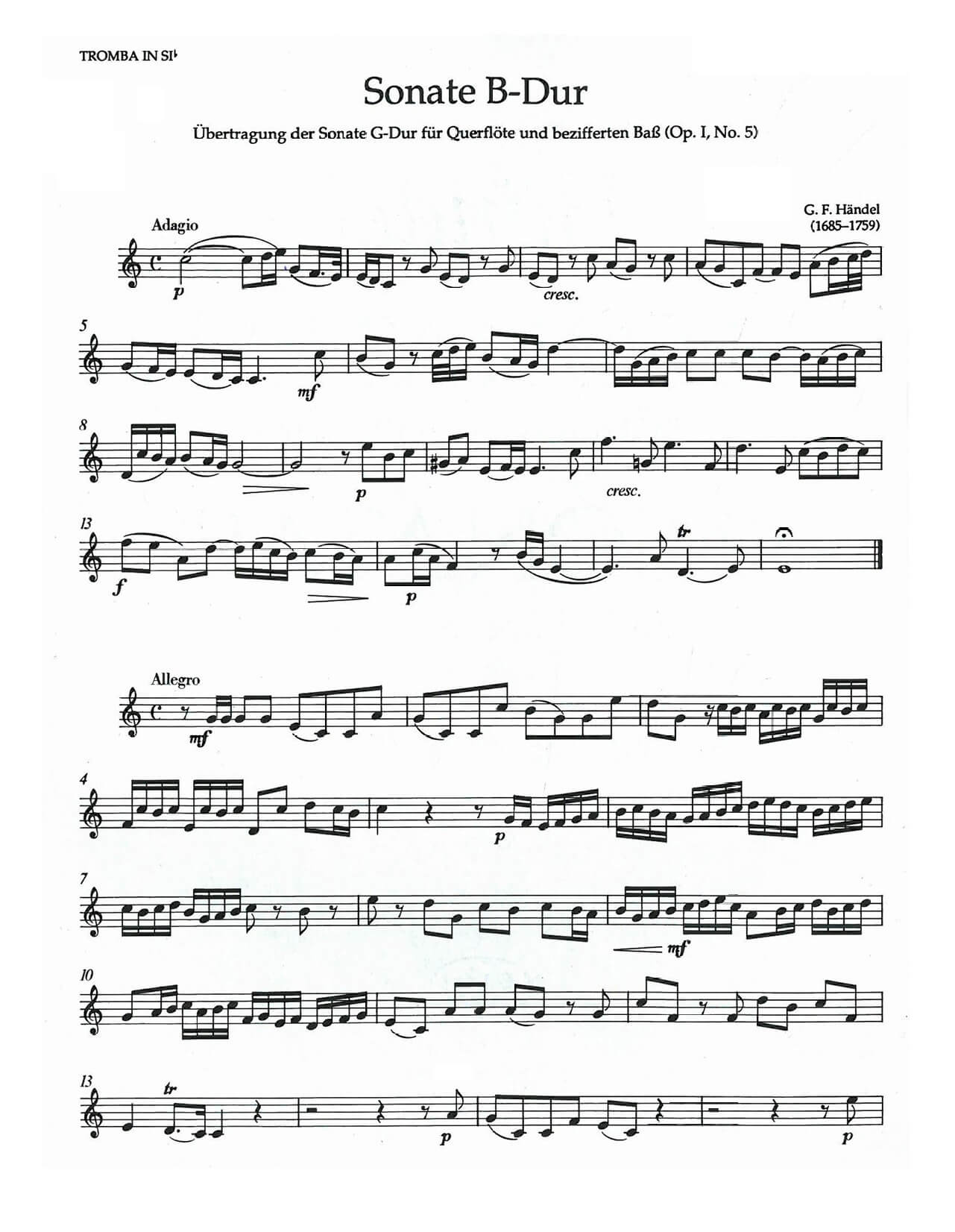 Handel, Georg Friedrich – Two sonatas for trumpet Bb & piano